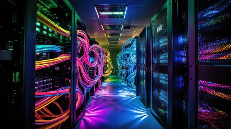 Networking Data Center Rack Stock Illustration - Illustration of cables ...