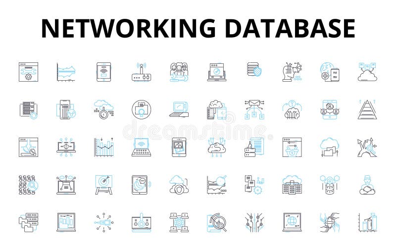 Networking Database Linear Icons Set. Connect, Collaboration ... Networking Database Linear Icons Set. Connect, Collaboration ...