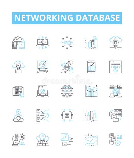 Networking Database Vector Line Icons Set. Network, Database, SQL ...