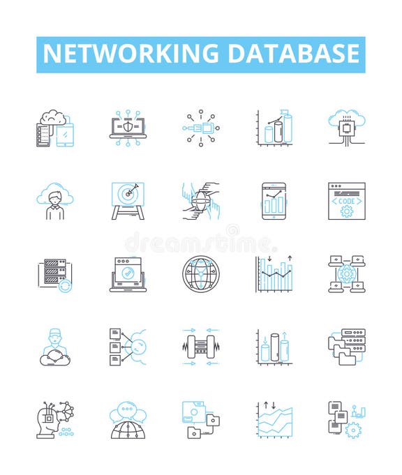 Networking Database Vector Line Icons Set. Network, Database, SQL ...