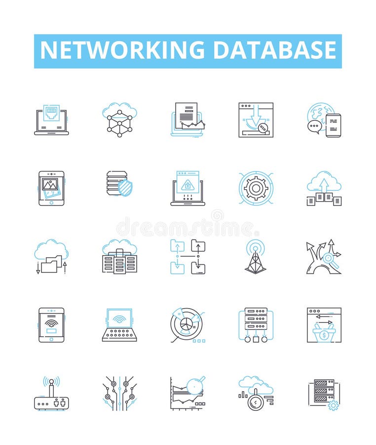 Networking Database Vector Line Icons Set Network Database Sql Connection Table Schema 5767