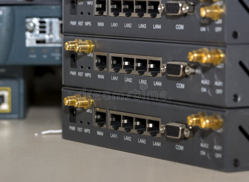 Networking Devices WAN, LAN, COM Stock Image - Image of cat5 ...