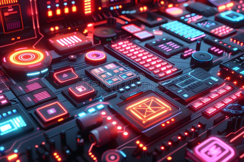 Networking, High-angle View of Interconnected Devices on a Sleek Desk ...