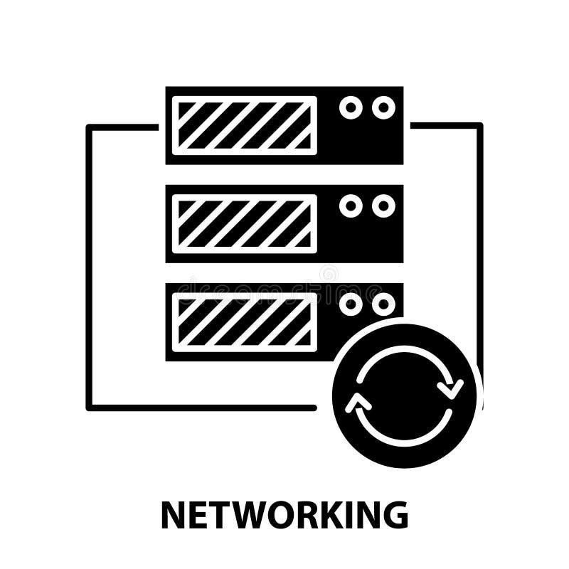 Networking Icon, Black Vector Sign with Editable Strokes, Concept ...