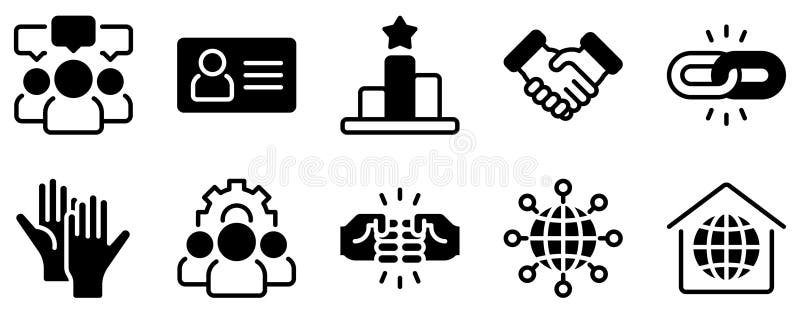 Networking Icon Set Solid Style Collection Representing Digital ...
