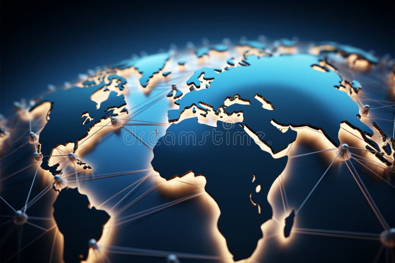 Networking and Internet Concept Represented by a Global World Map Stock ...