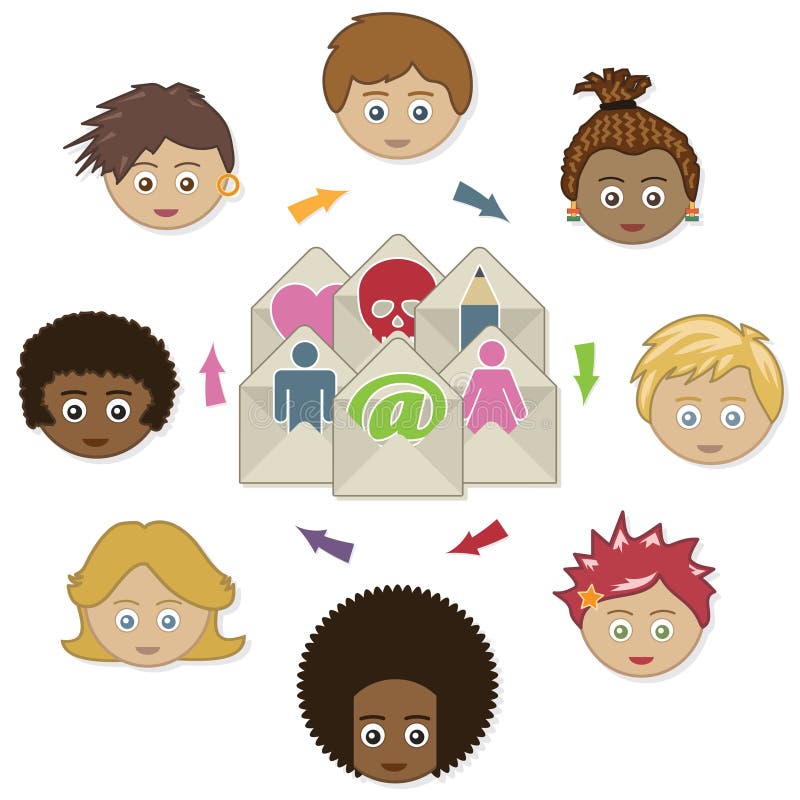 Networking Kids with Computer Stock Vector - Illustration of wireless ...