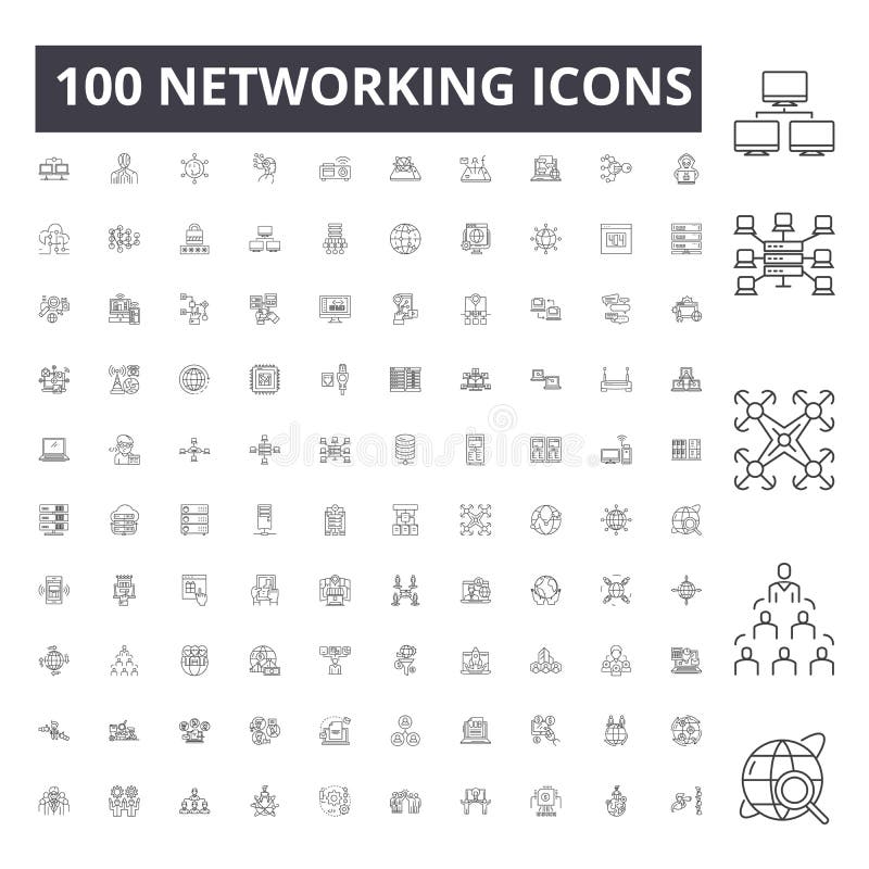 Networking Line Icons, Signs, Vector Set, Outline Illustration Concept ...
