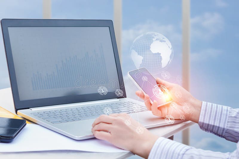 Computers in Workplace Room Stock Image - Image of mouse, future: 18470663