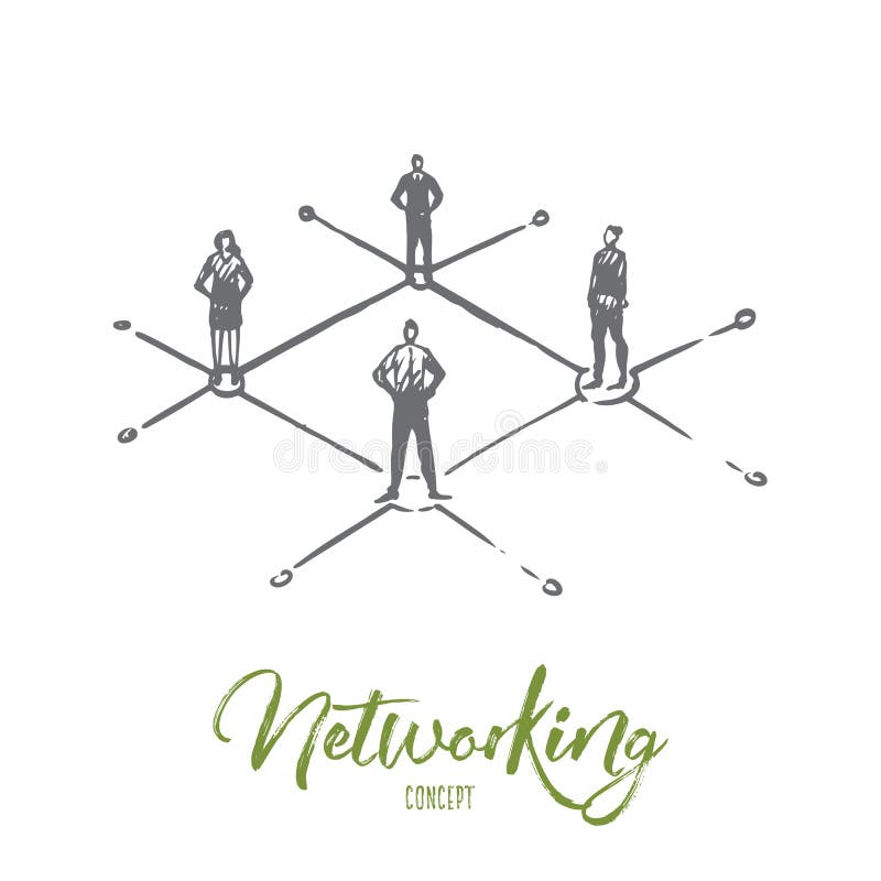 Networking, People, Connection, Internet, Social Concept. Hand Drawn ...