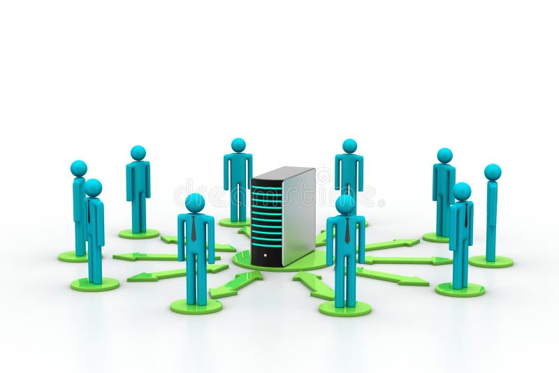 Networking People with Server Stock Illustration - Illustration of ...