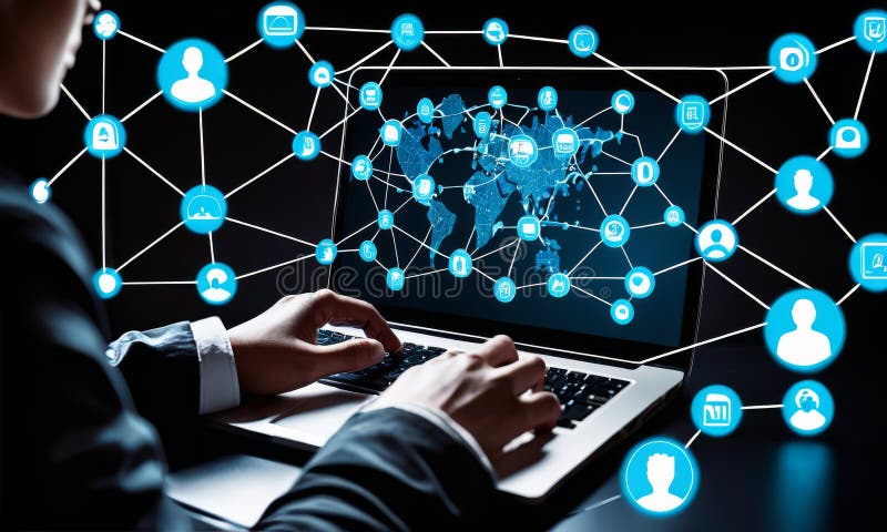 Networking Professional at Work Stock Illustration - Illustration of ...