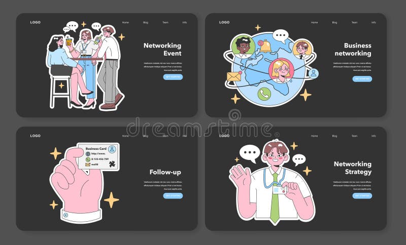 Networking Set. Flat Vector Illustration Stock Vector - Illustration of ...