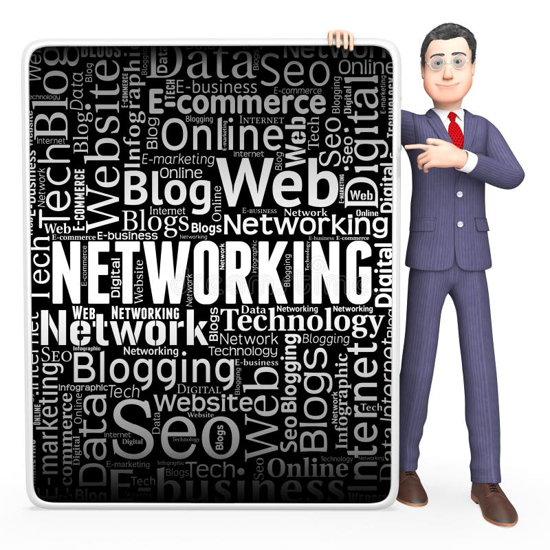 Networking Sign Shows Internet Lan and Signs Stock Illustration ...