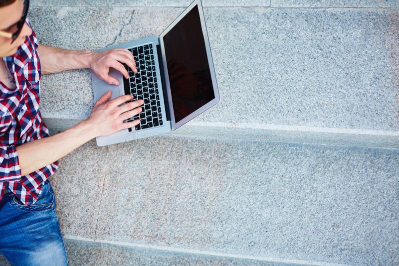 Networking on stairs stock photo. Image of computing - 55404368