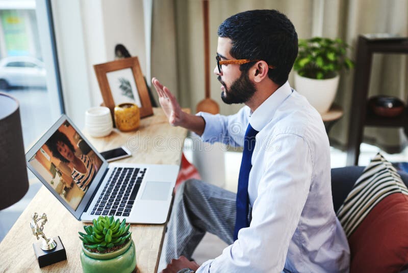 Networking while Staying Quarantined. a Young Man Using a Laptop To ...