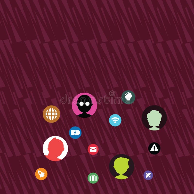 Networking Technical Icons with Chat Heads Scattered on Screen for ...