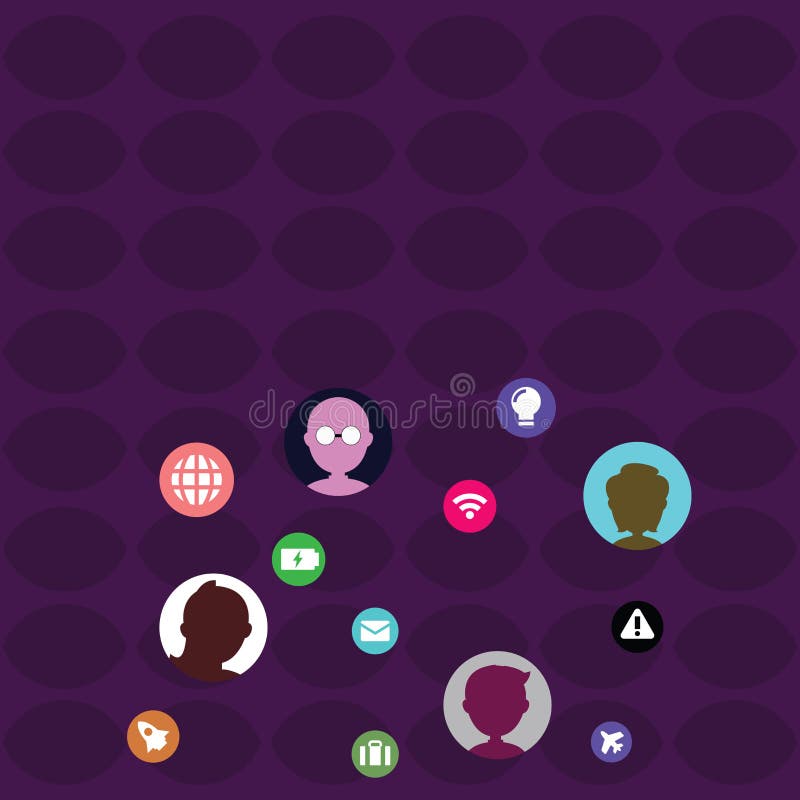 Networking Technical Icons with Chat Heads Scattered on Screen for ...