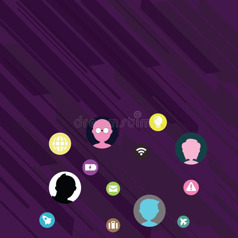 Networking Technical Icons with Chat Heads Scattered on Screen for ...