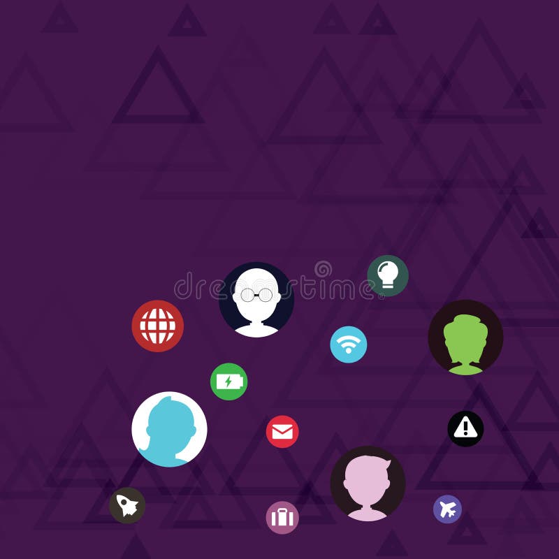 Networking Technical Icons with Chat Heads Scattered on Screen for ...