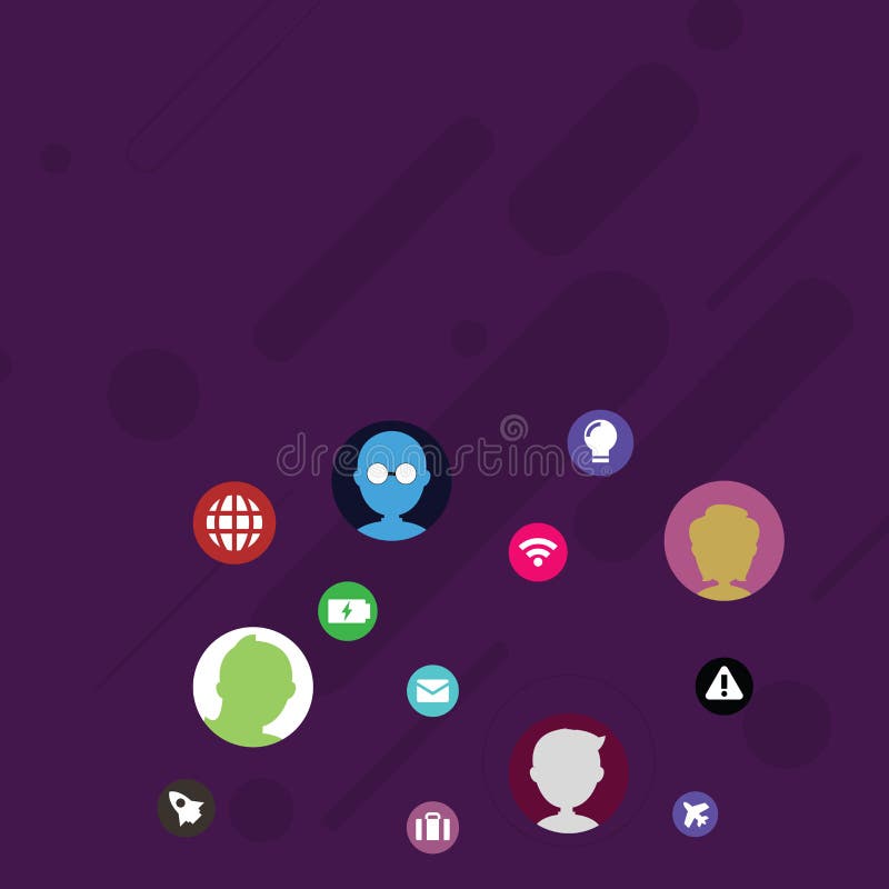 Networking Technical Icons with Chat Heads Scattered on Screen for ...