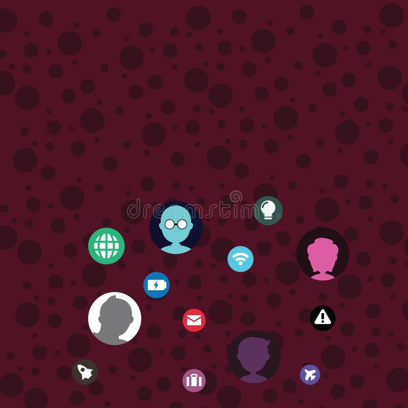 Networking Technical Icons with Chat Heads Scattered on Screen for ...
