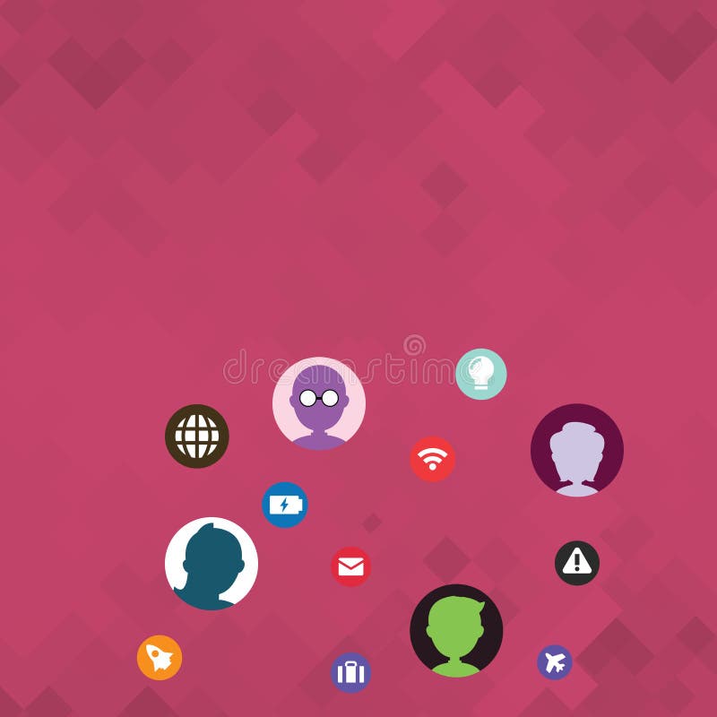 Networking Technical Icons with Chat Heads Scattered on Screen for ...
