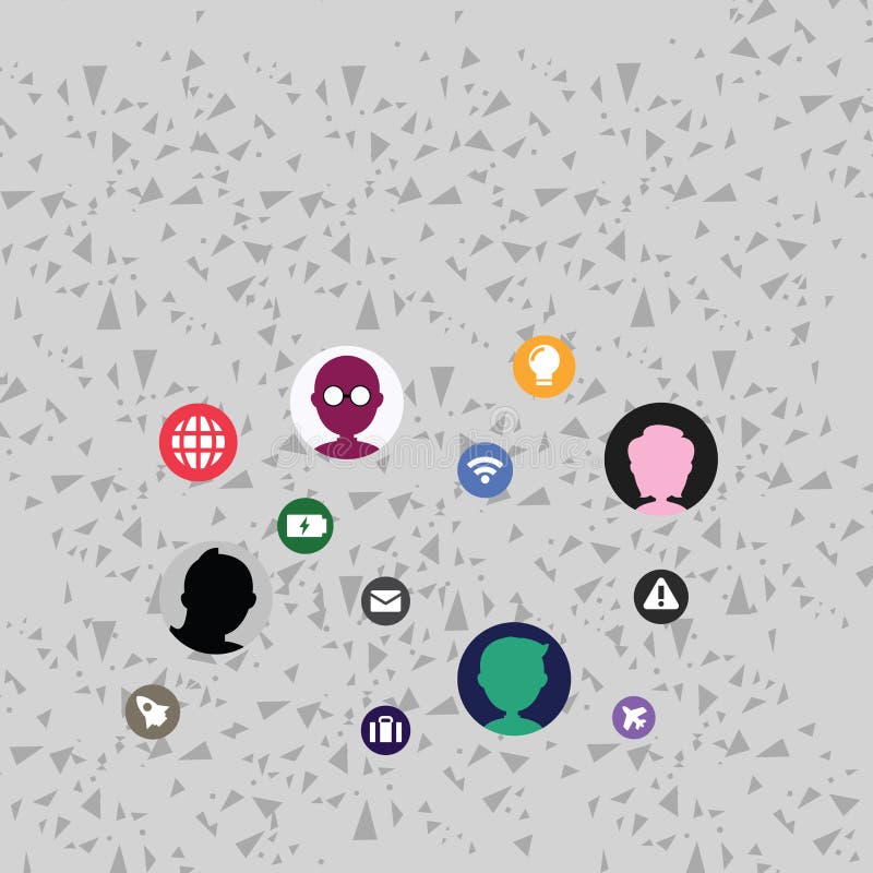 Networking Technical Icons with Chat Heads Scattered on Screen for ...