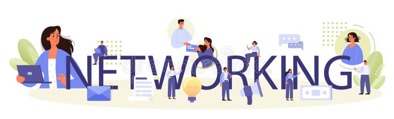 Networking Typographic Header. Employees Collaboration, Establishment ...