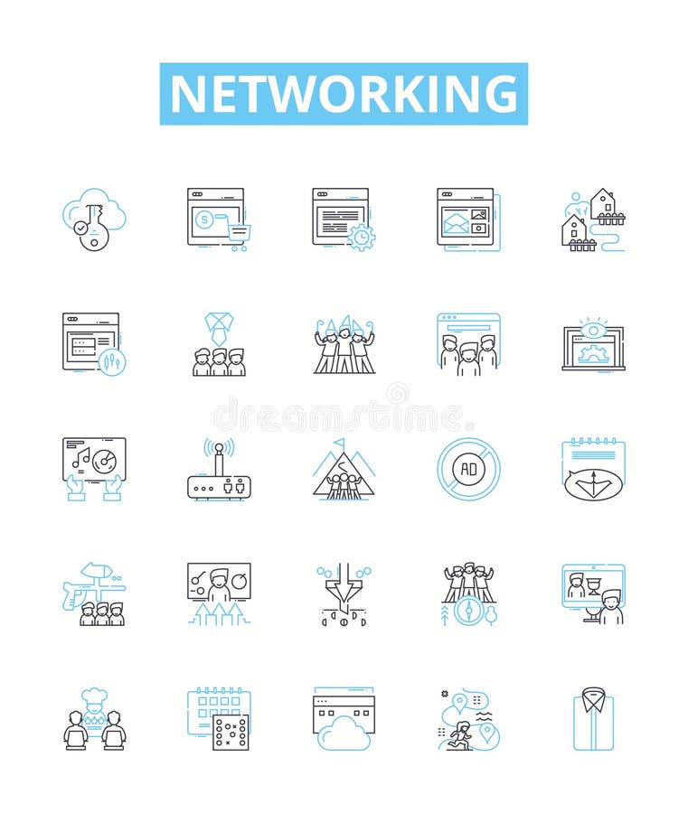 Networking Vector Line Icons Set Networking Lan Wan Wifi Routers Hubs Ethernet