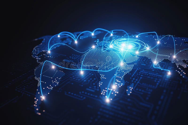 Networking World Map, Point Line Concept, Business Connectivity Stock ...