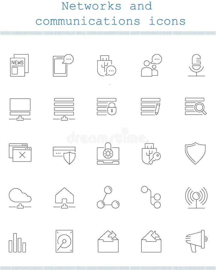 Communications Icons Vector Stock Vector - Illustration of icons, sign ...