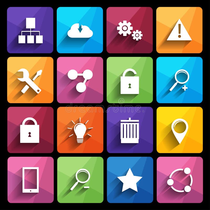 Web-Icons-Set Im Flat Design Vektor Abbildung - Illustration von ...