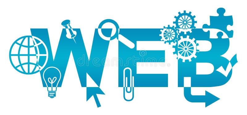 Netz-verschiedene Symbole Blau Stock Abbildung - Illustration von text ...