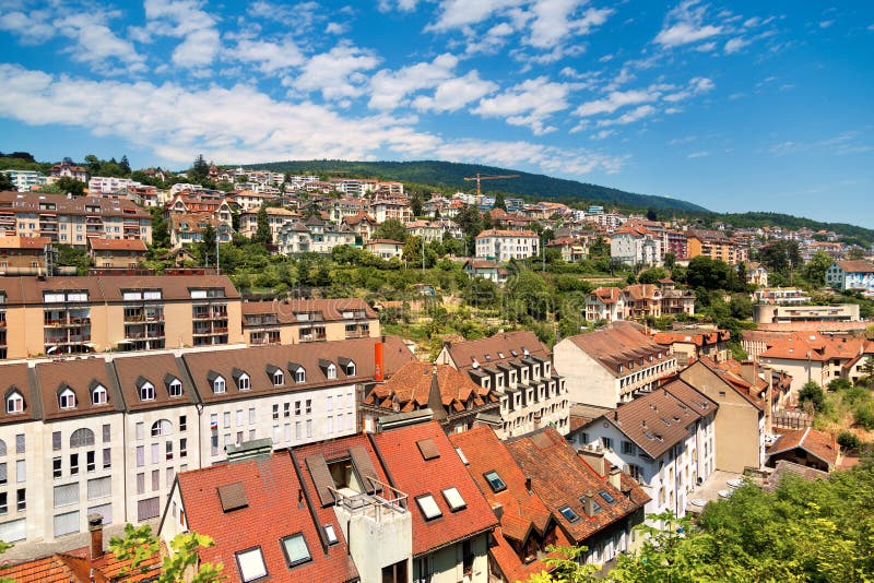 Neuchatel stock photo. Image of homes, shingles, town - 52221582