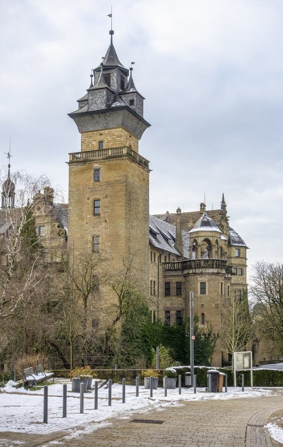 Neuenstein Castle stock photo. Image of snow, detail - 210996492