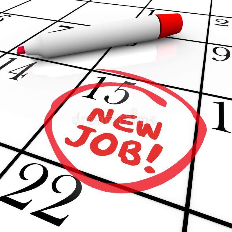 Neuer Job Starting Date Day Circled-Kalender Stock Abbildung ...