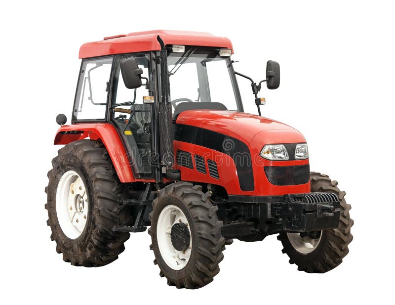 Neuer Roter Traktor über Weißem Hintergrund. Mit Pfad. Stockbild - Bild ...