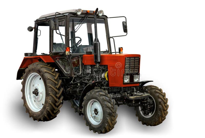 Neuer roter Traktor stockbild. Bild von stung, diesel - 1326711