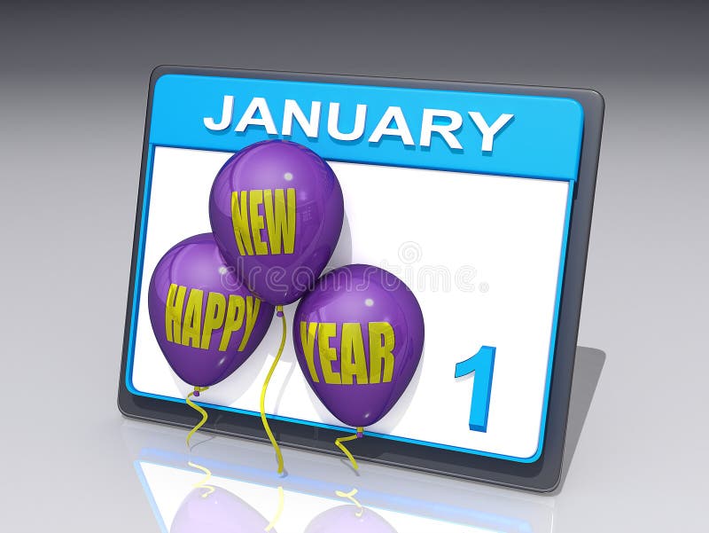 Neues Jahr 1. Januar stock abbildung. Illustration von jahre - 27171657