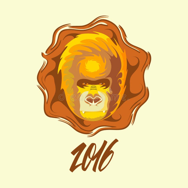 An Neuf De Symbole 2016 Ans Du Singe Illustration de Vecteur ...
