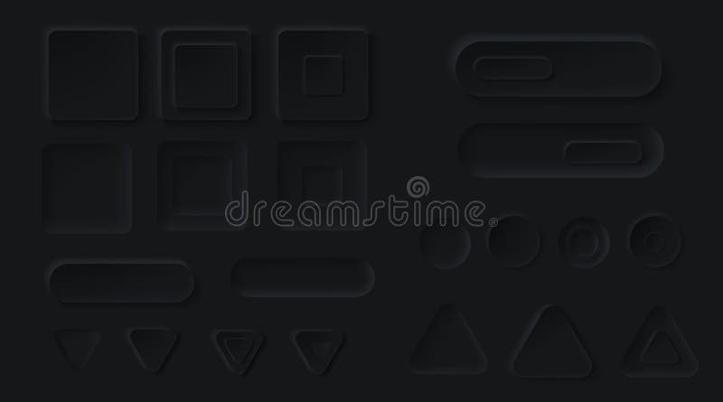 Dark Neumorphic User Interface Elements with Neon Buttons and Bars. Black Neumorphism Style ...