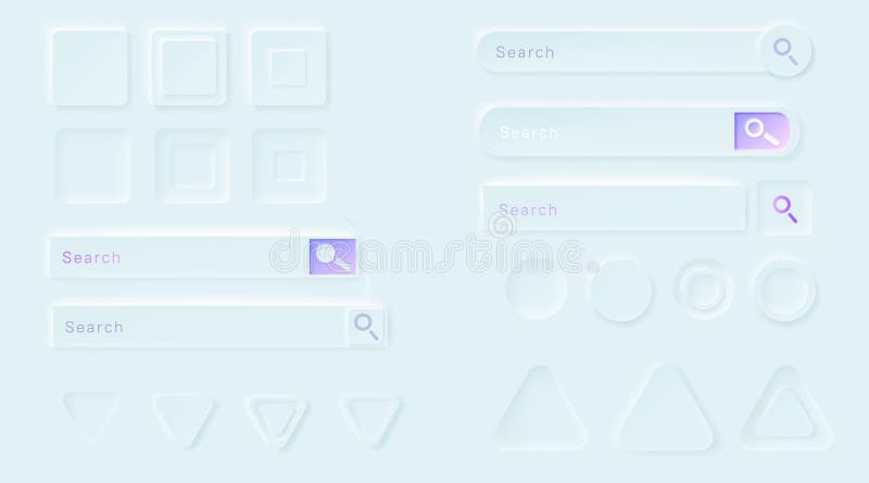 Neumorphic Buttons and Search Bars for Ui App Stock Vector - Illustration of design, form: 284929479