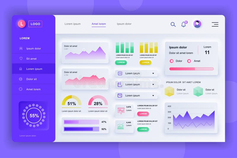 Dashboard Ui Kit Admin Panel Stock Illustrations – 111 Dashboard Ui Kit ...