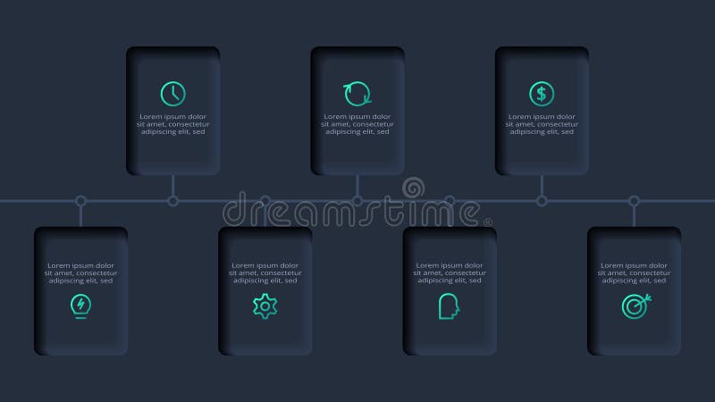 Neumorphic Flowchart Dark Iinfographic. Creative Concept for ...