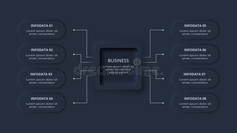Neumorphic Flowchart Dark Iinfographic. Creative Concept for ...