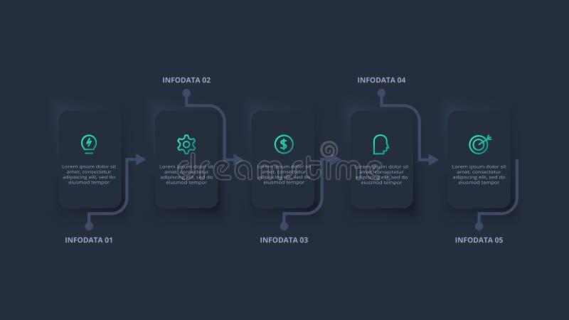 Neumorphic Flowchart Dark Iinfographic. Creative Concept for ...
