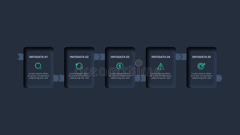 Neumorphic Flowchart Dark Iinfographic. Creative Concept for ...