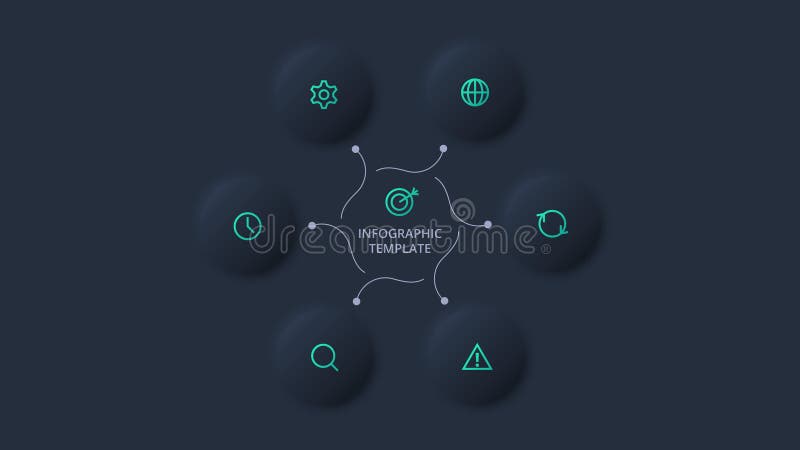 Neumorphic Flowchart Dark Iinfographic. Creative Concept for ...