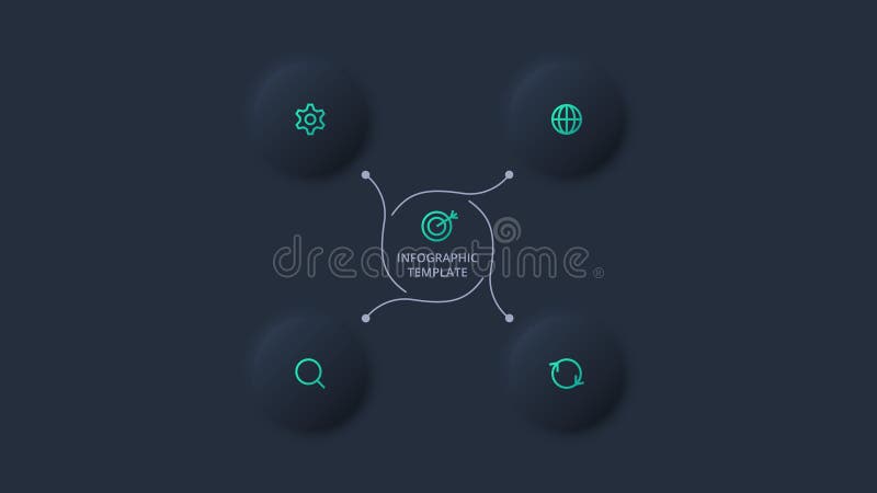 Neumorphic Flowchart Dark Iinfographic. Creative Concept for ...